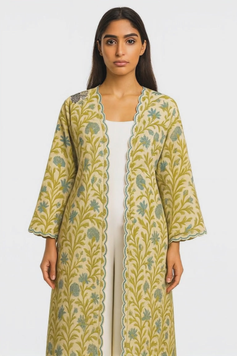 The Khulood Blue Detail Printed Abaya