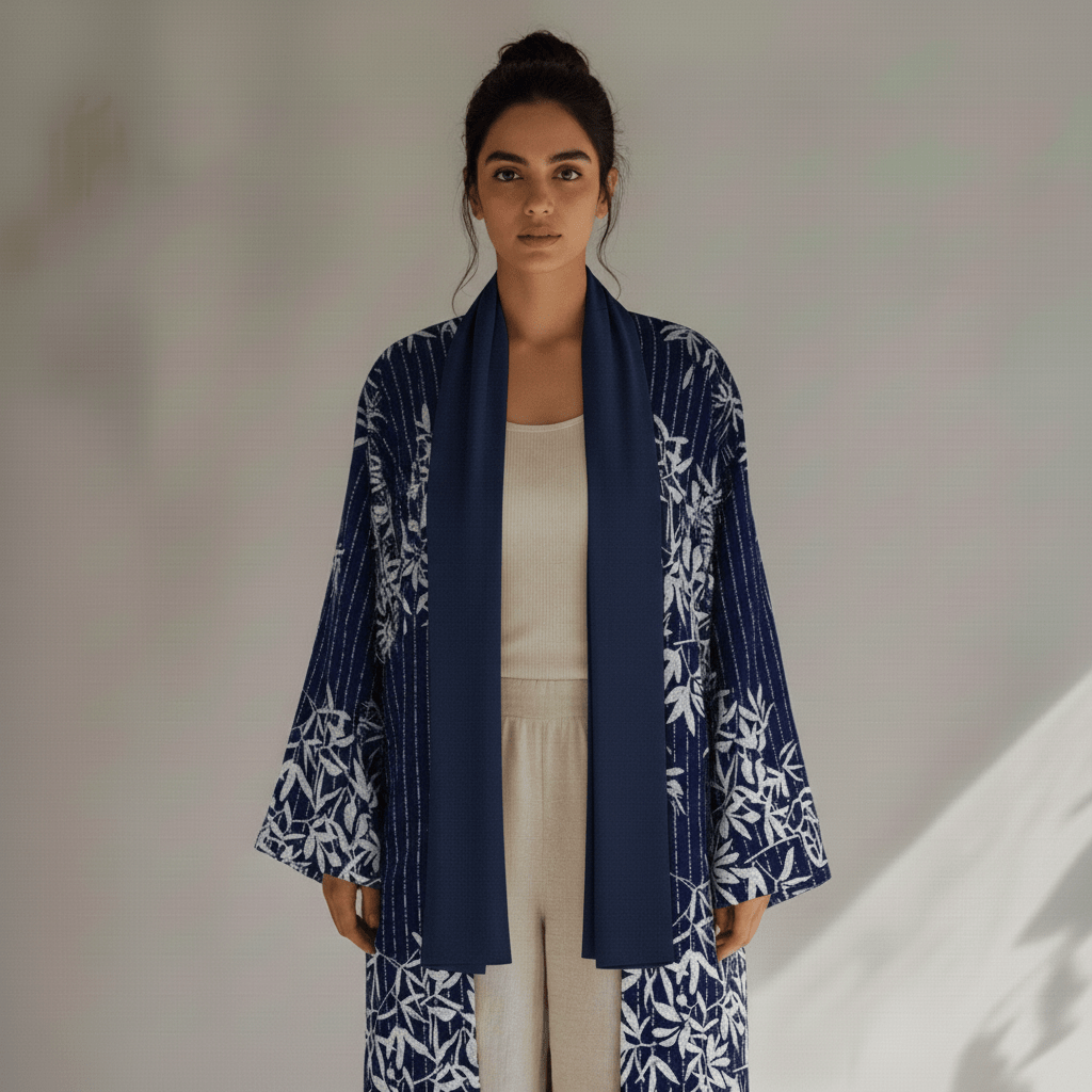 The Mouza Navy & White Abaya – TAL by The Abaya Lab